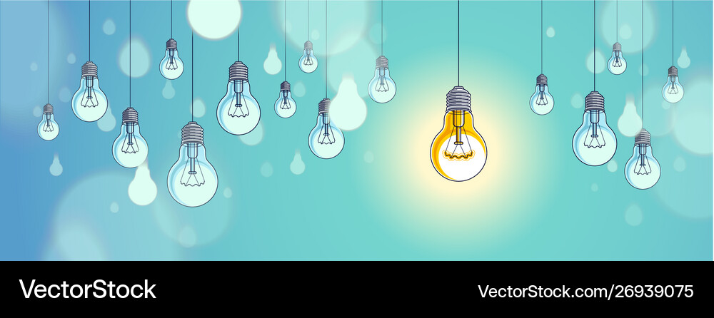 Idea concept think different light bulbs group Vector Image