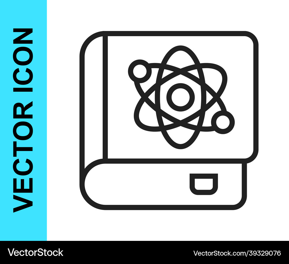 Black line book about physics icon isolated Vector Image
