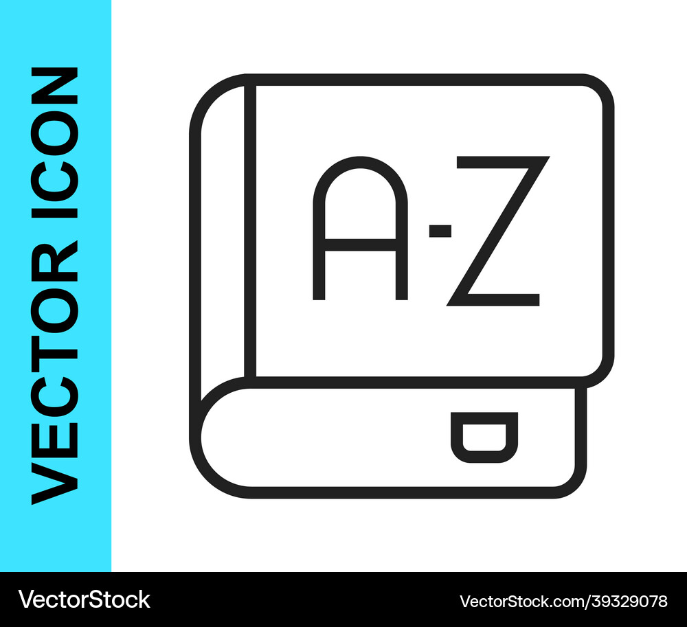 Black line translator book icon isolated on white Vector Image