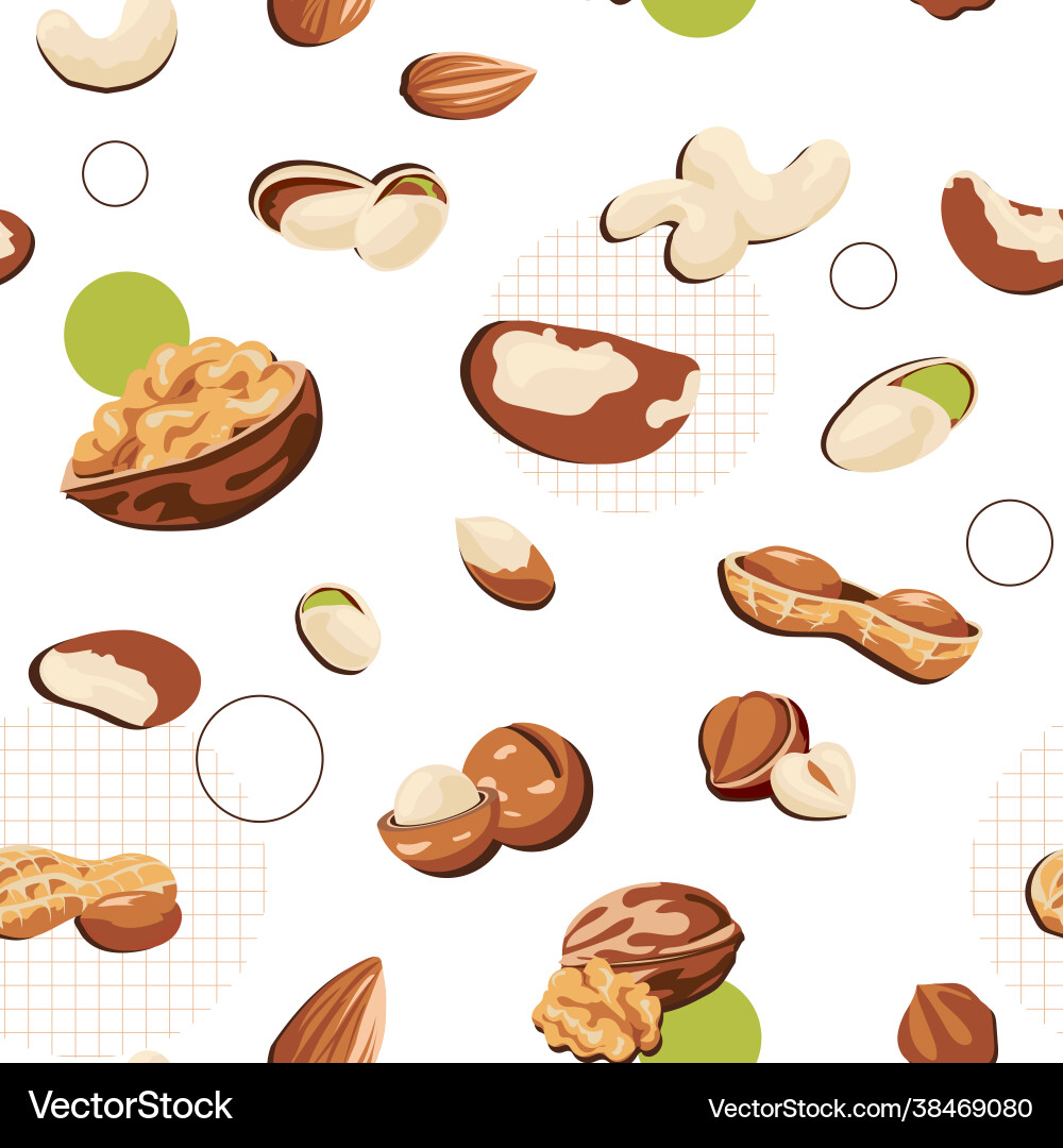 Nuts and seeds pattern cartoon seamless texture Vector Image