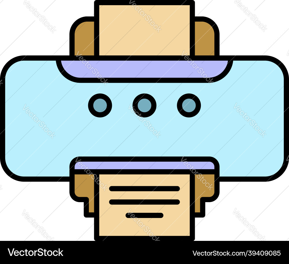 Old printer icon color outline Royalty Free Vector Image
