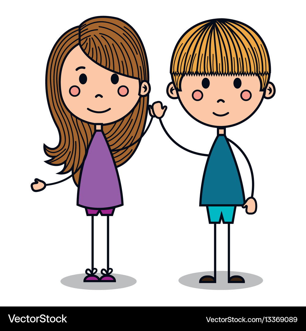 Cute little kids drawing Royalty Free Vector Image