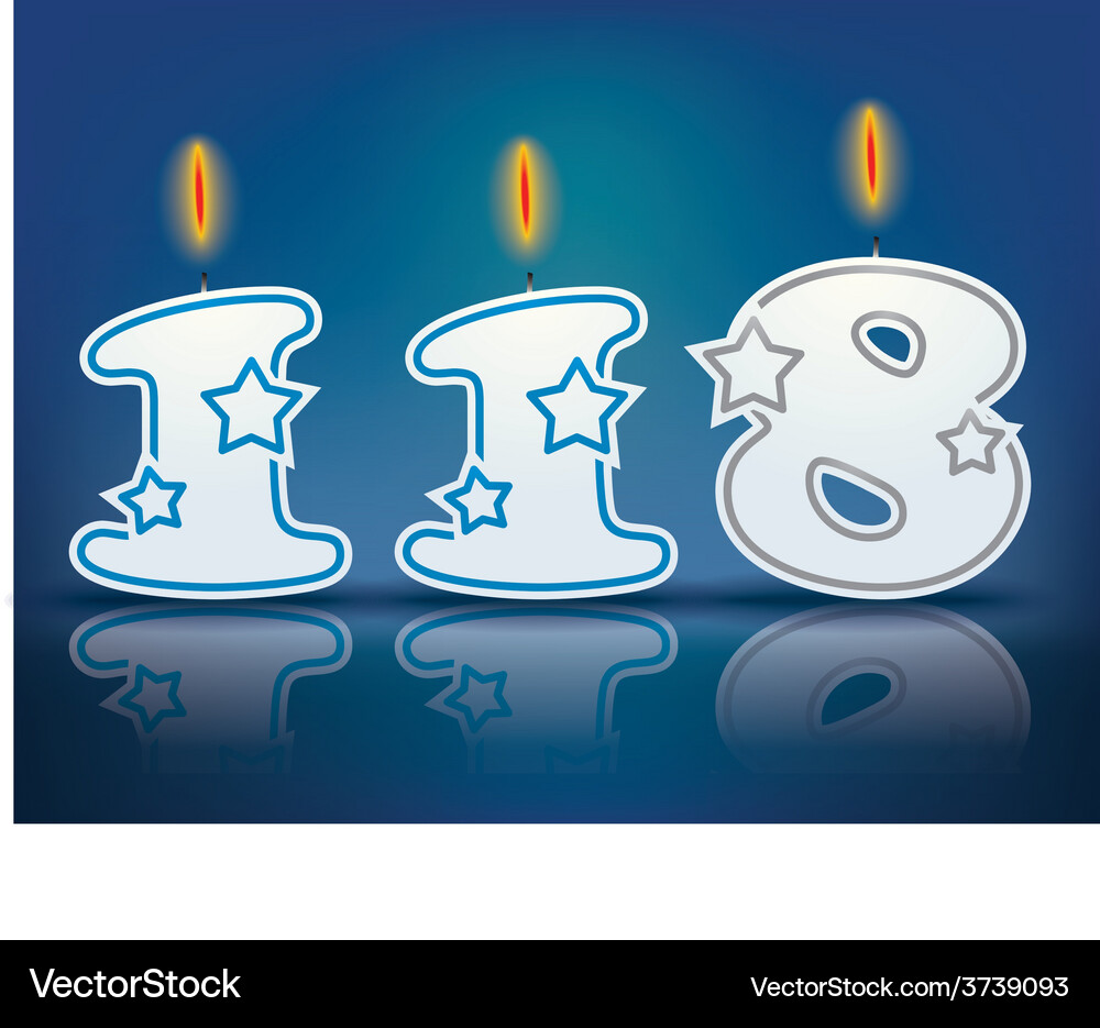 Birthday candle number 118 Royalty Free Vector Image