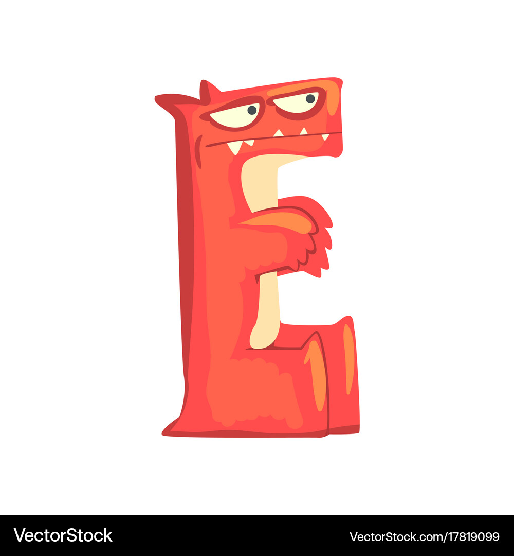 Cartoon character monster letter e Royalty Free Vector Image