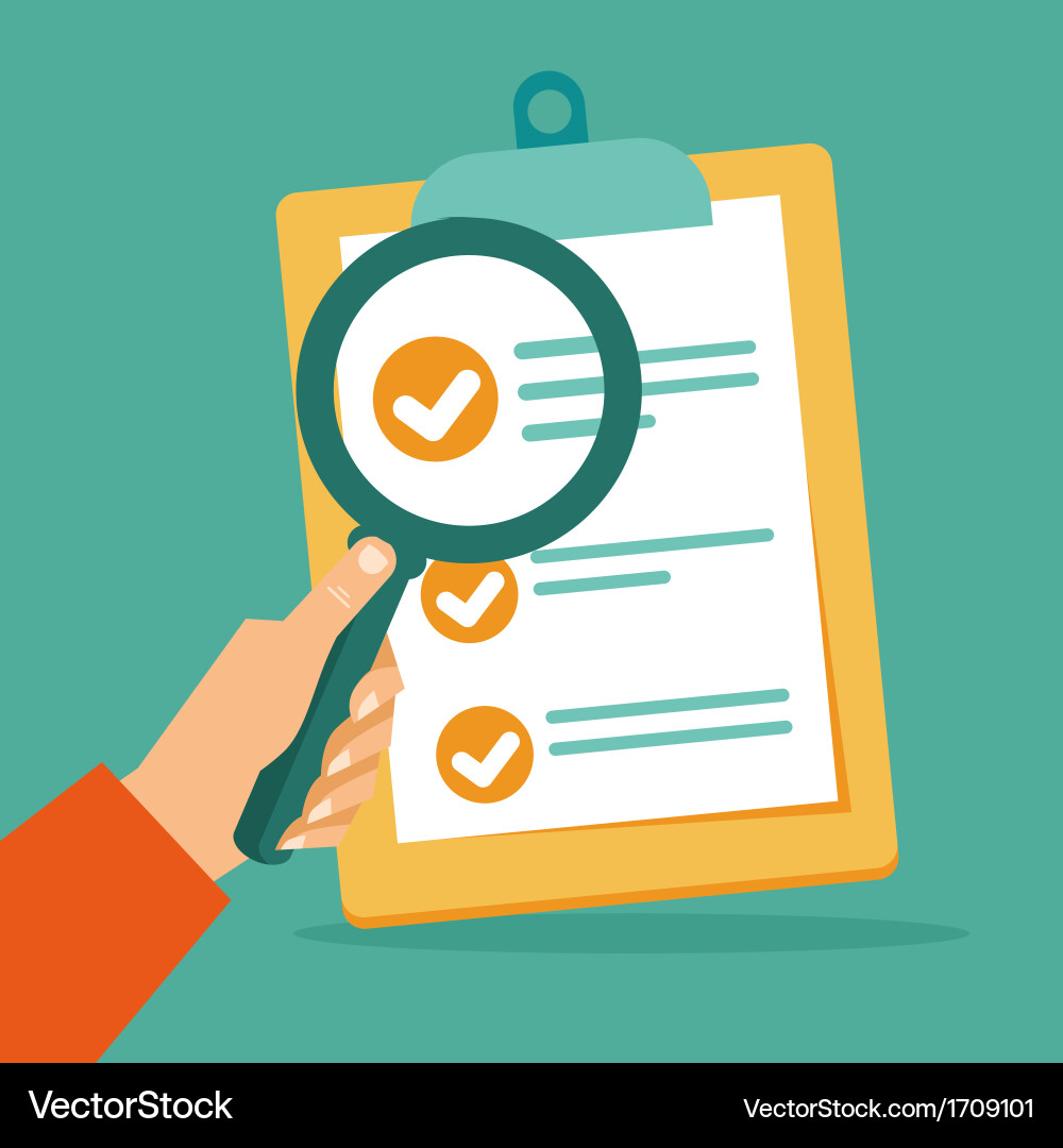 Business contract and magnifier Royalty Free Vector Image