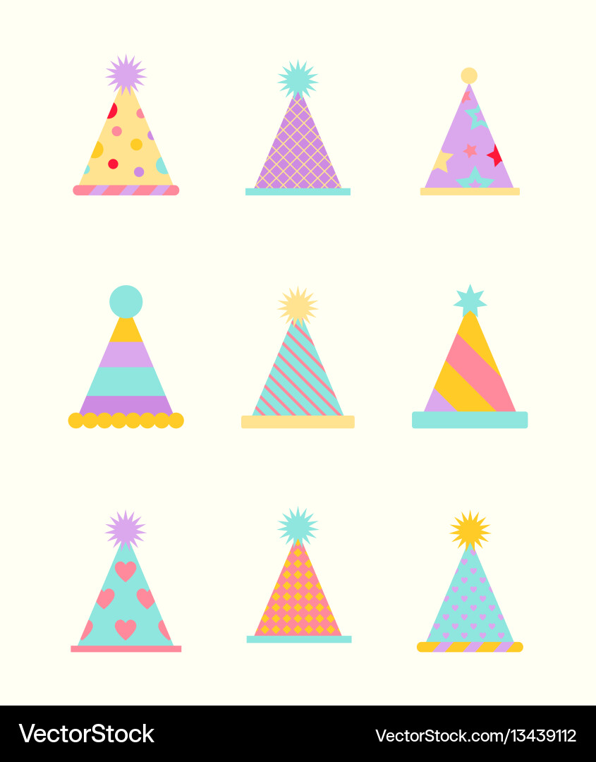 Party hat set isolated on a white Royalty Free Vector Image