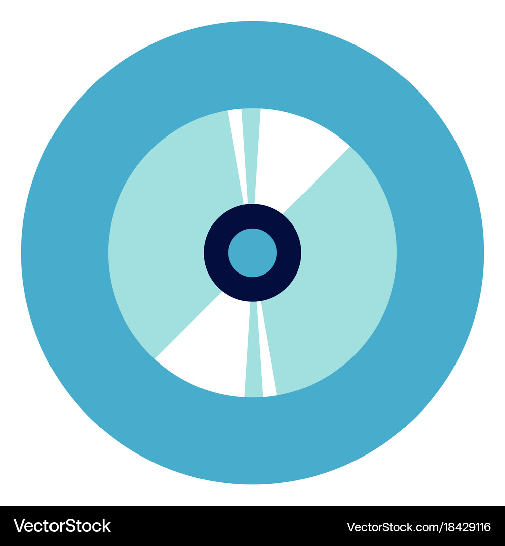 Cd disc icon on round blue background Royalty Free Vector
