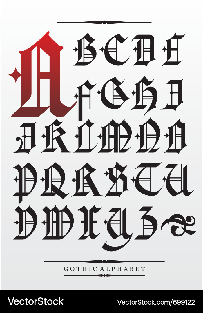Gothic alphabet Royalty Free Vector Image - VectorStock