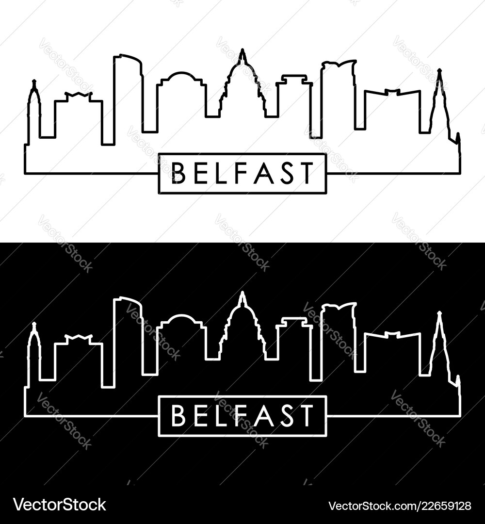 Belfast skyline linear style editable file Vector Image