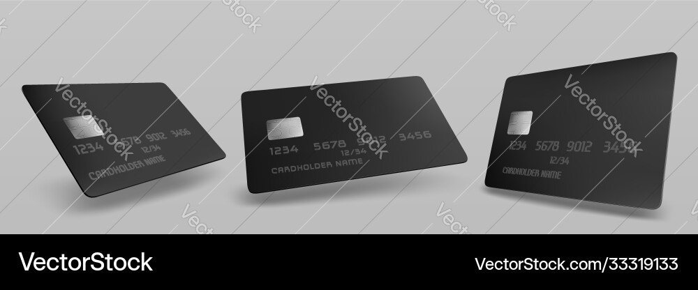 Credit card mockup isolated template with chip Vector Image