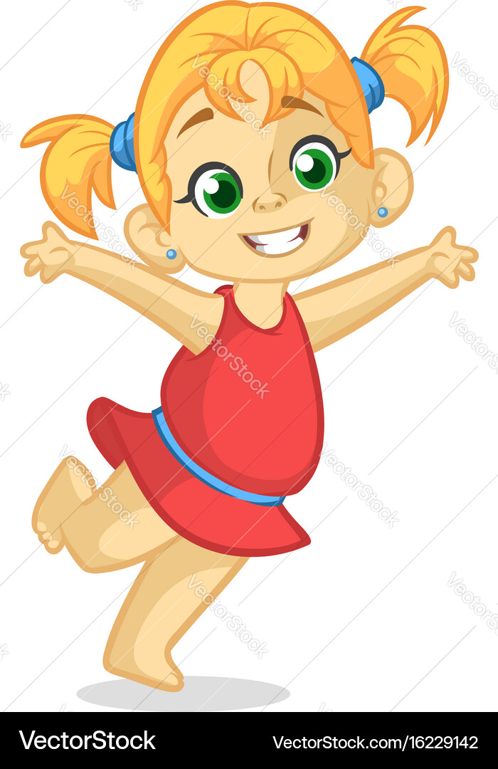 Cartoon girl dancing Royalty Free Vector Image