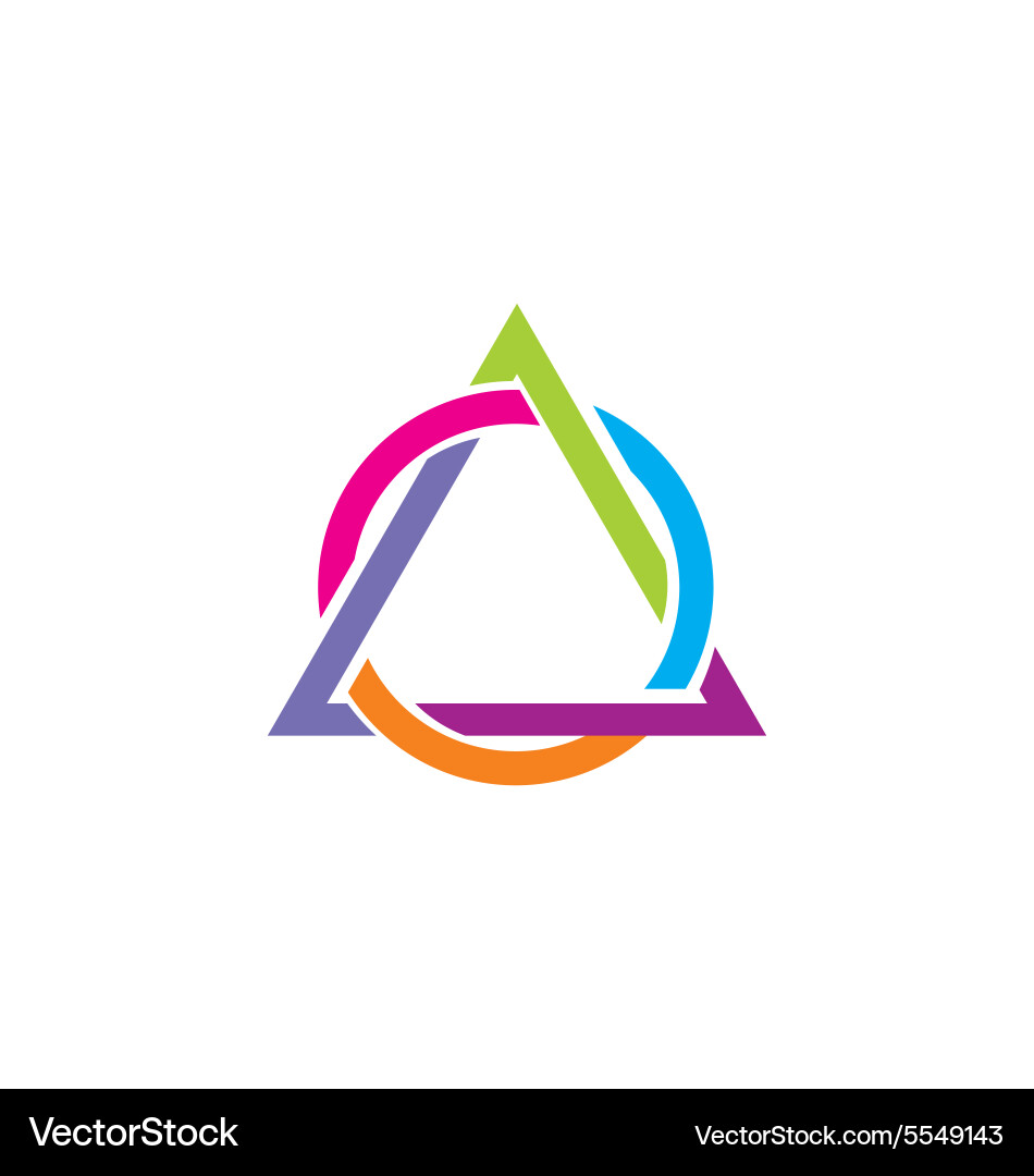 Triangle round connect colorful logo Royalty Free Vector