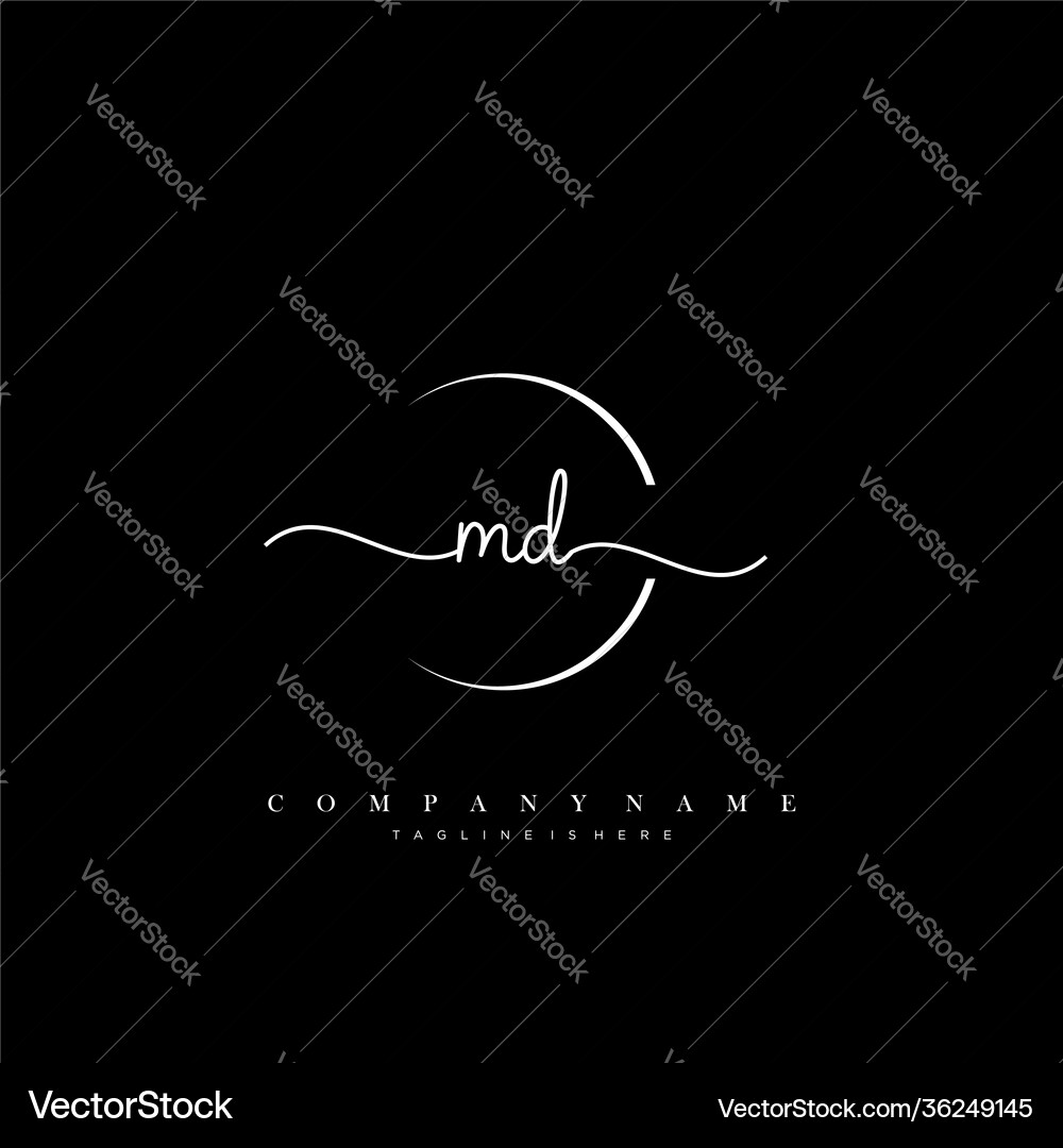 Md initial letter handwriting logo hand drawn Vector Image