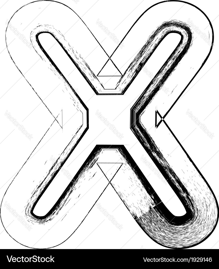 Grunge Font letter x Royalty Free Vector Image