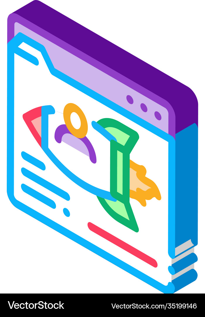 Web site find fast job isometric icon Royalty Free Vector