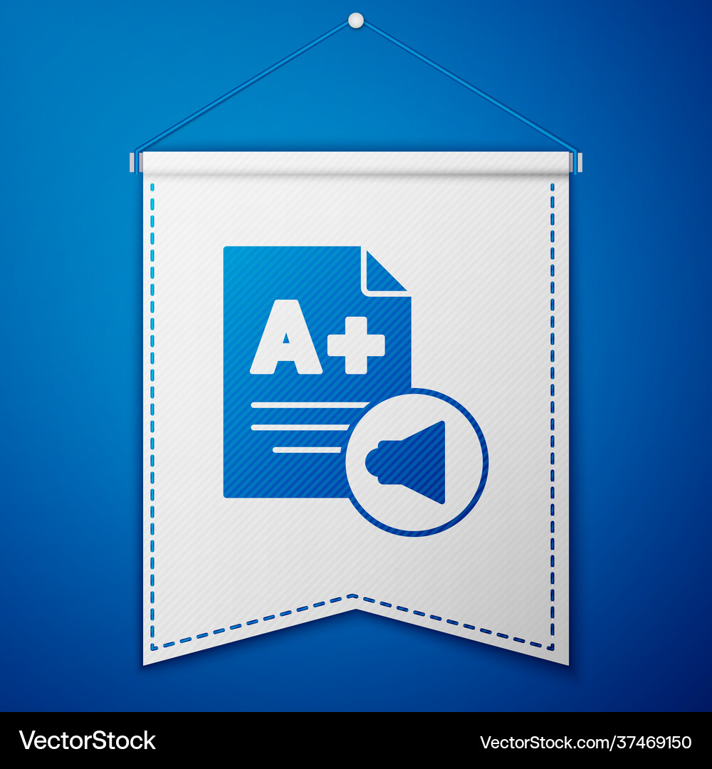 Blue exam sheet with a plus grade icon isolated Vector Image