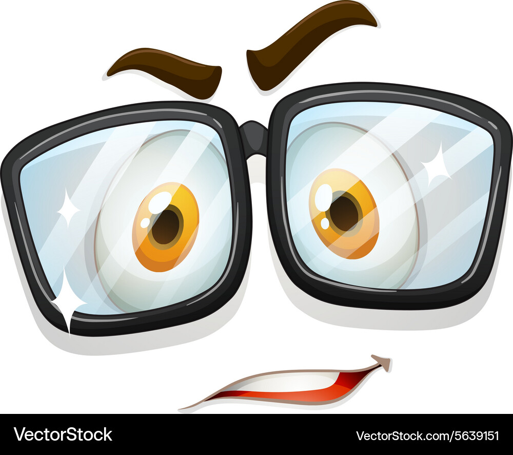 Facial expression with glasses Royalty Free Vector Image
