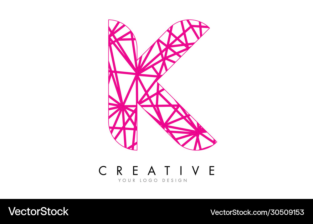 Sketched stylized letter k with different pink Vector Image