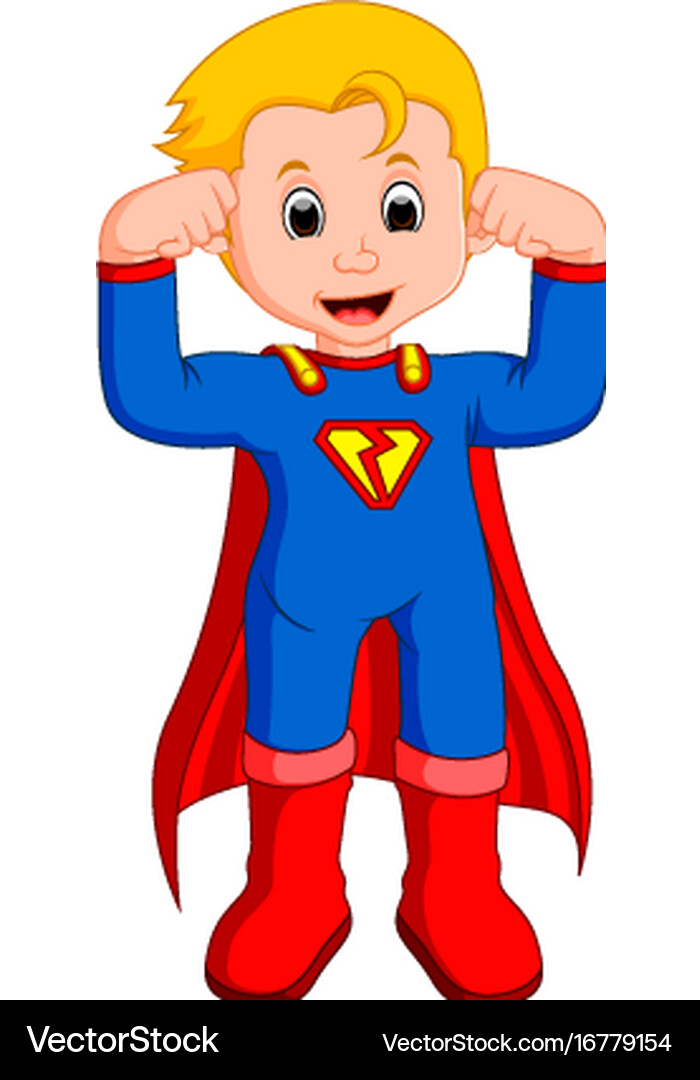 Superhero kid cartoon Royalty Free Vector Image