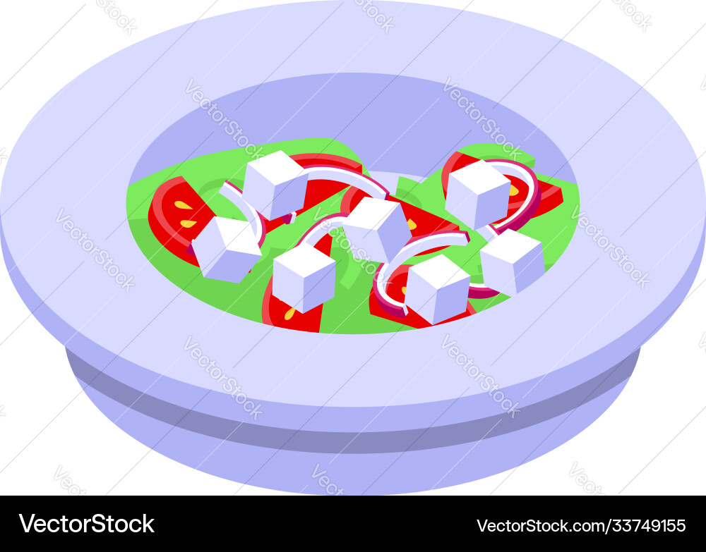 Greek fresh salad icon isometric style Royalty Free Vector