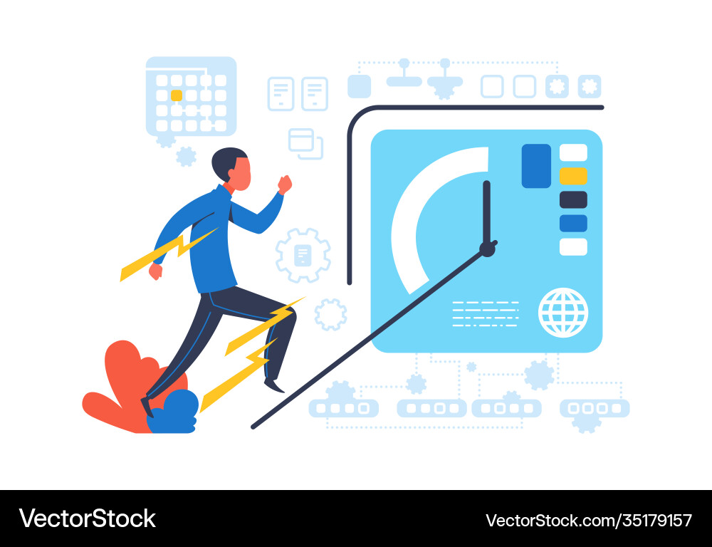 Office worker panic cartoon man running fast Vector Image