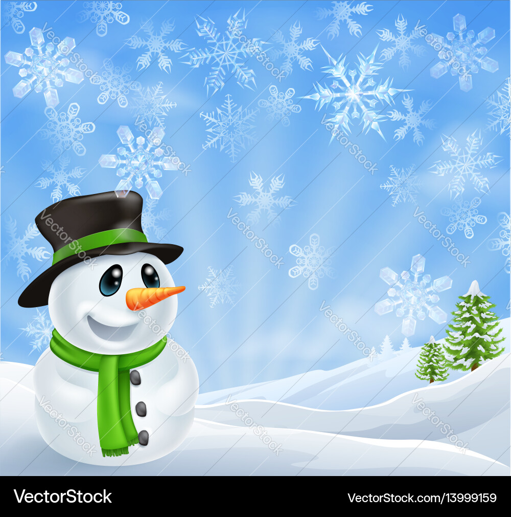 Christmas snowman scene Royalty Free Vector Image