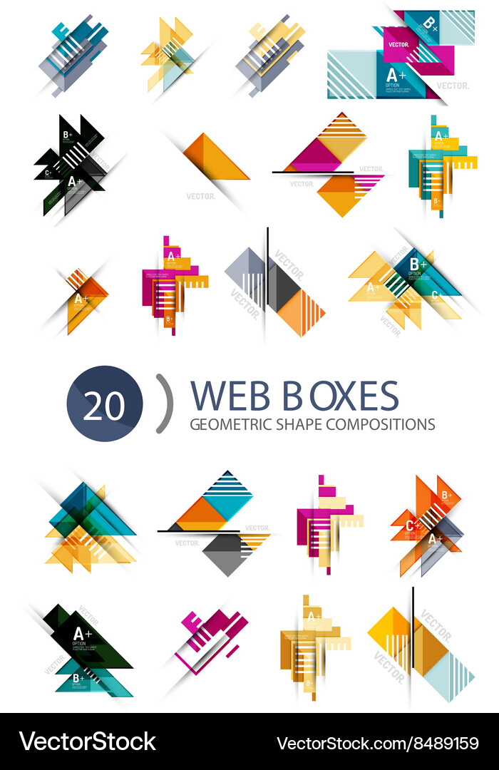 Set of web internet boxes with buttons and sample Vector Image