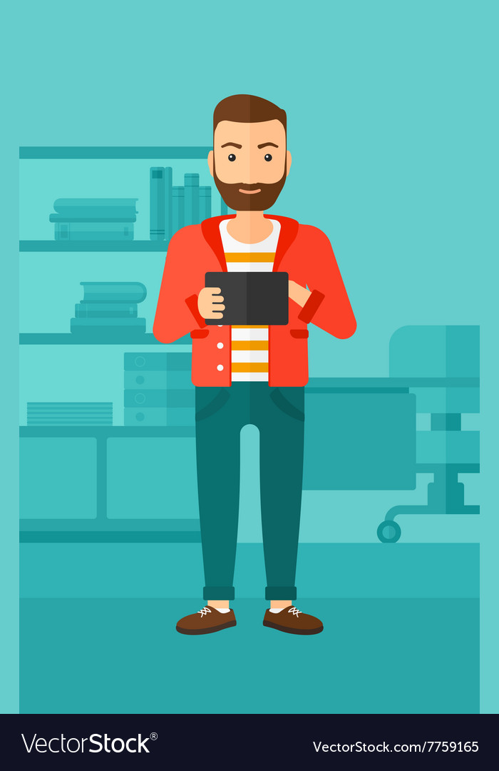 Man using tablet computer Royalty Free Vector Image Man using tablet computer Royalty Free Vector Image