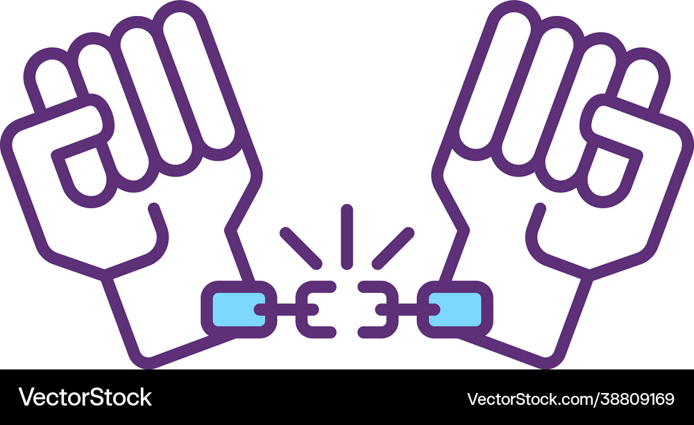 Hands in chain rgb color icon Royalty Free Vector Image