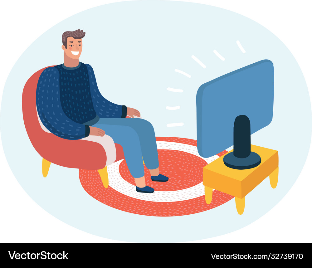 Cartoon funny man sitting Royalty Free Vector Image
