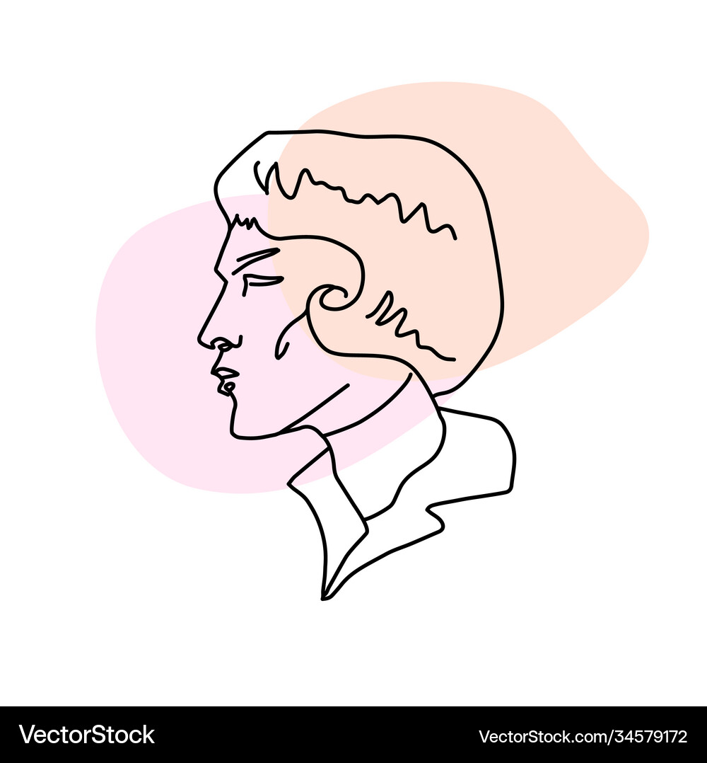 Continuous line drawing face and hairstyle Vector Image