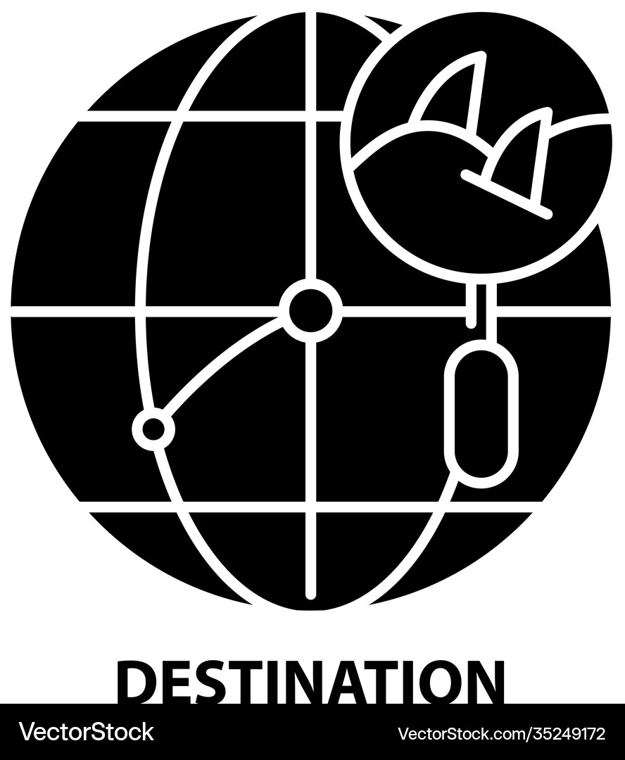 Destination icon black sign with editable Vector Image