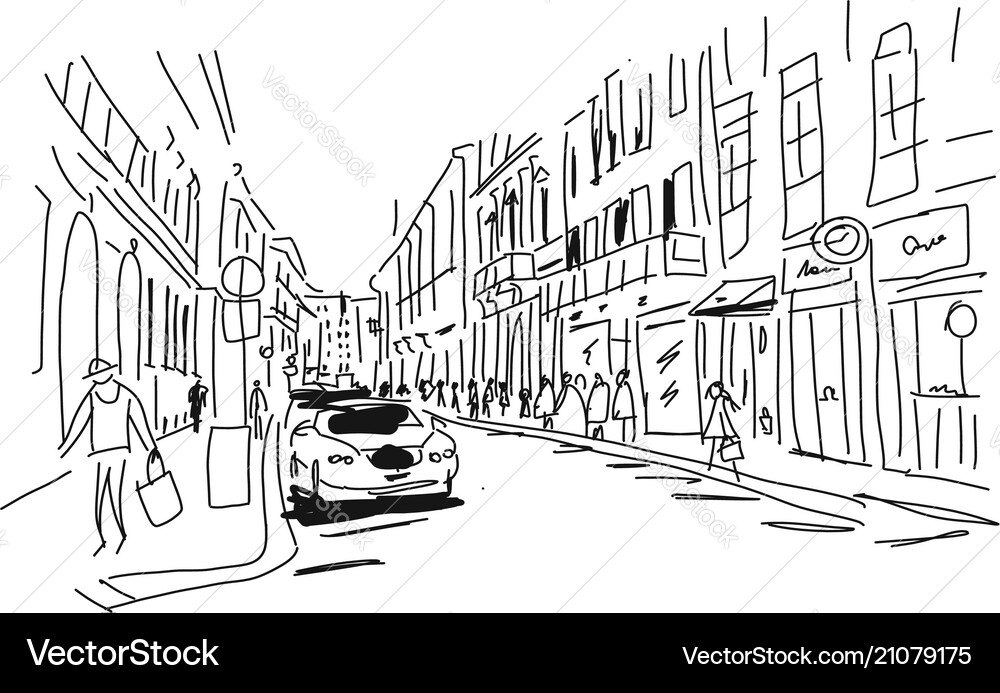 Street sketch for your design Royalty Free Vector Image