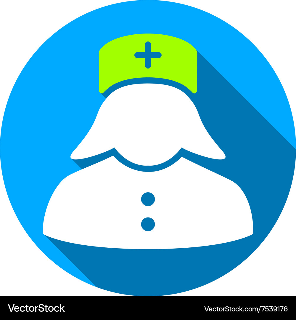 Nurse Flat Round Icon with Long Shadow Royalty Free Vector