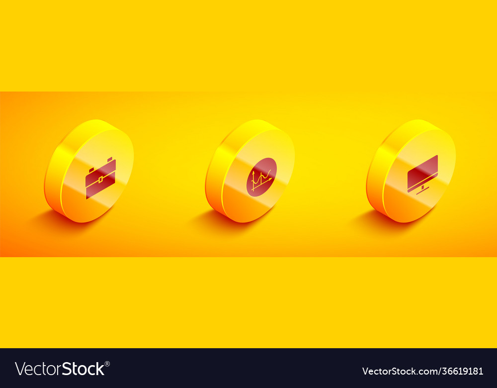 Set isometric school backpack graph schedule Vector Image