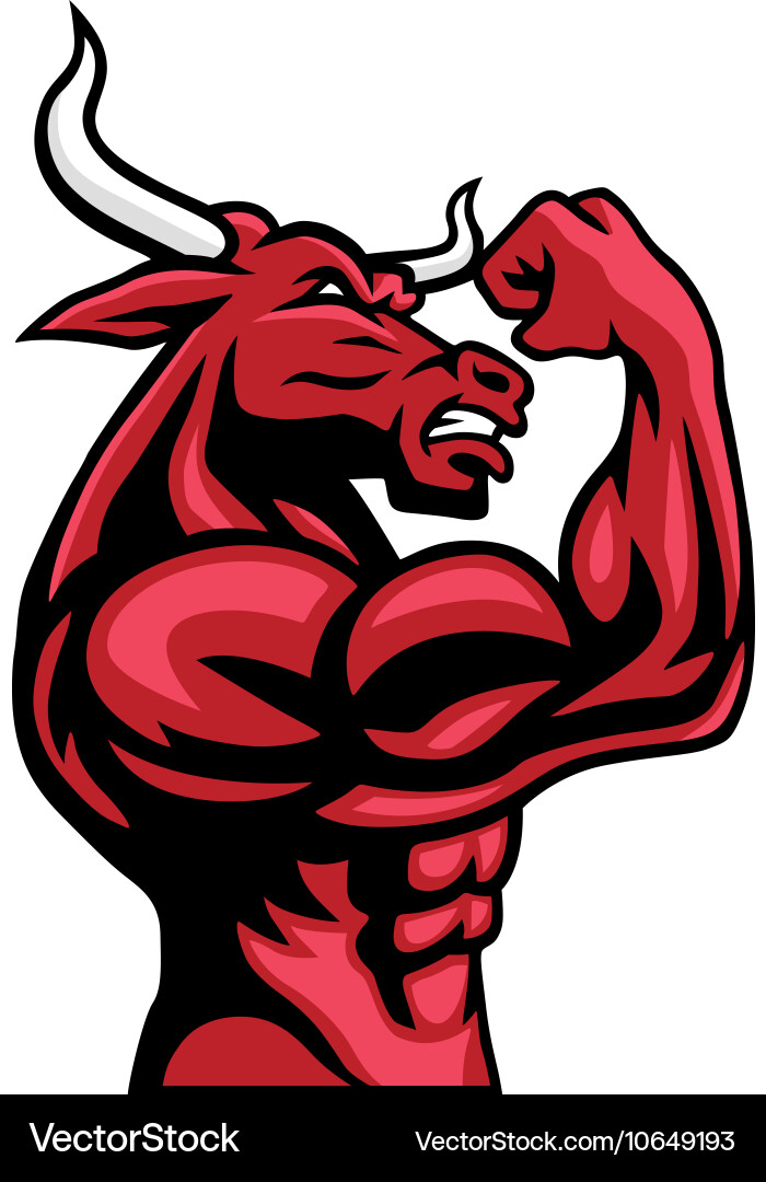 Bull Bodybuilder Posing His Muscular Body Vector Image