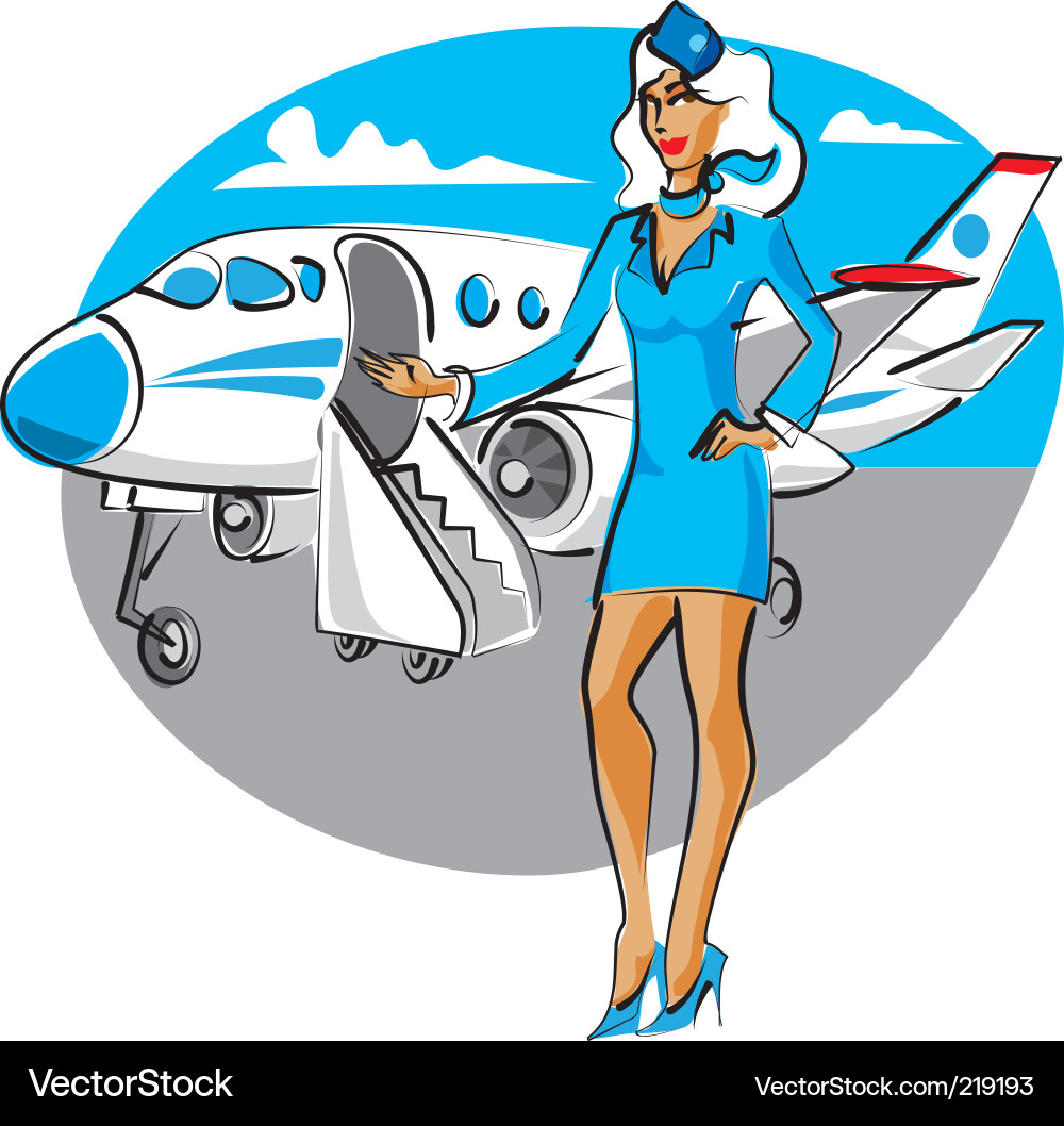Cartoon air hostess Royalty Free Vector Image - VectorStock