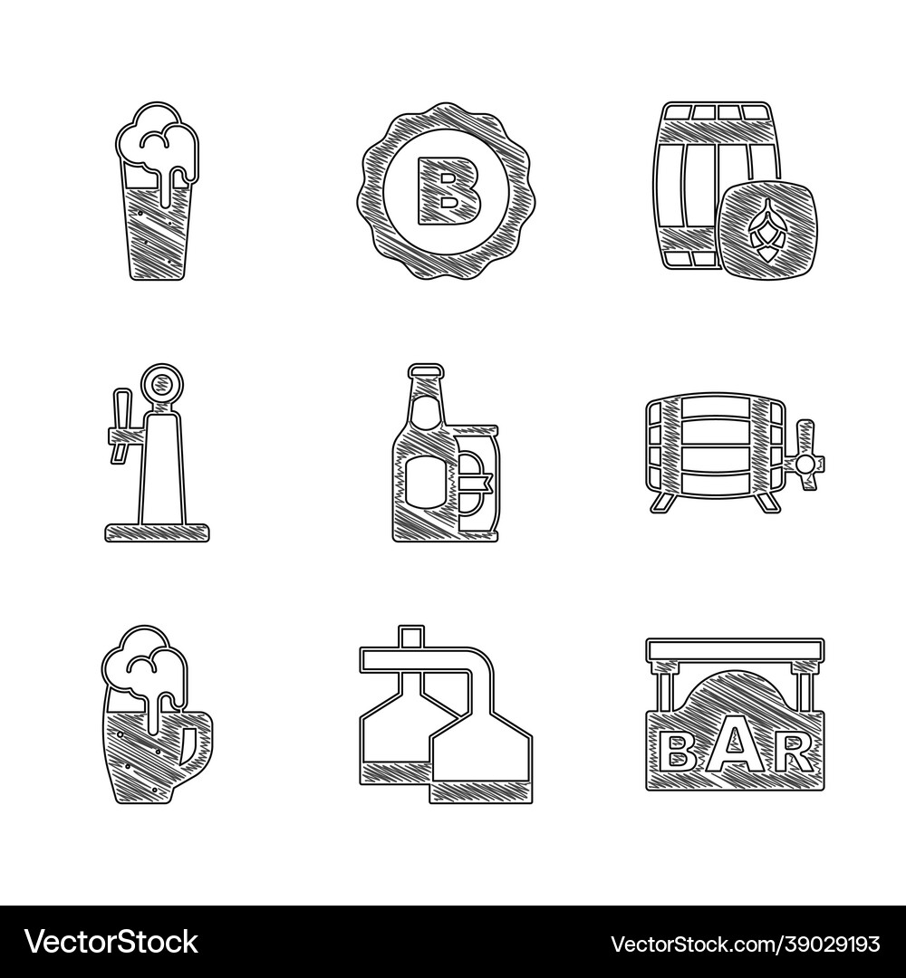 Set beer bottle and beer can brewing process Vector Image