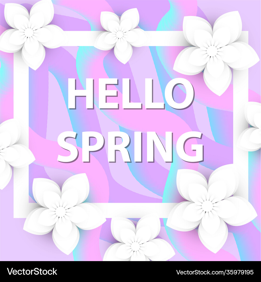 Hello spring greeting card with flowers modern Vector Image