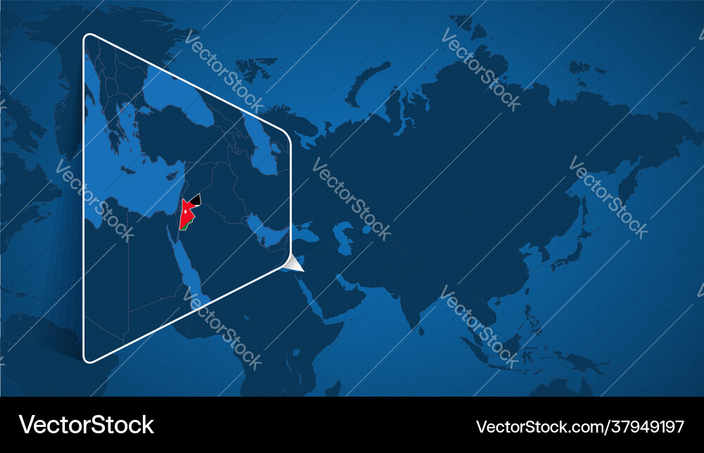 Location jordan on world map with enlarged Vector Image