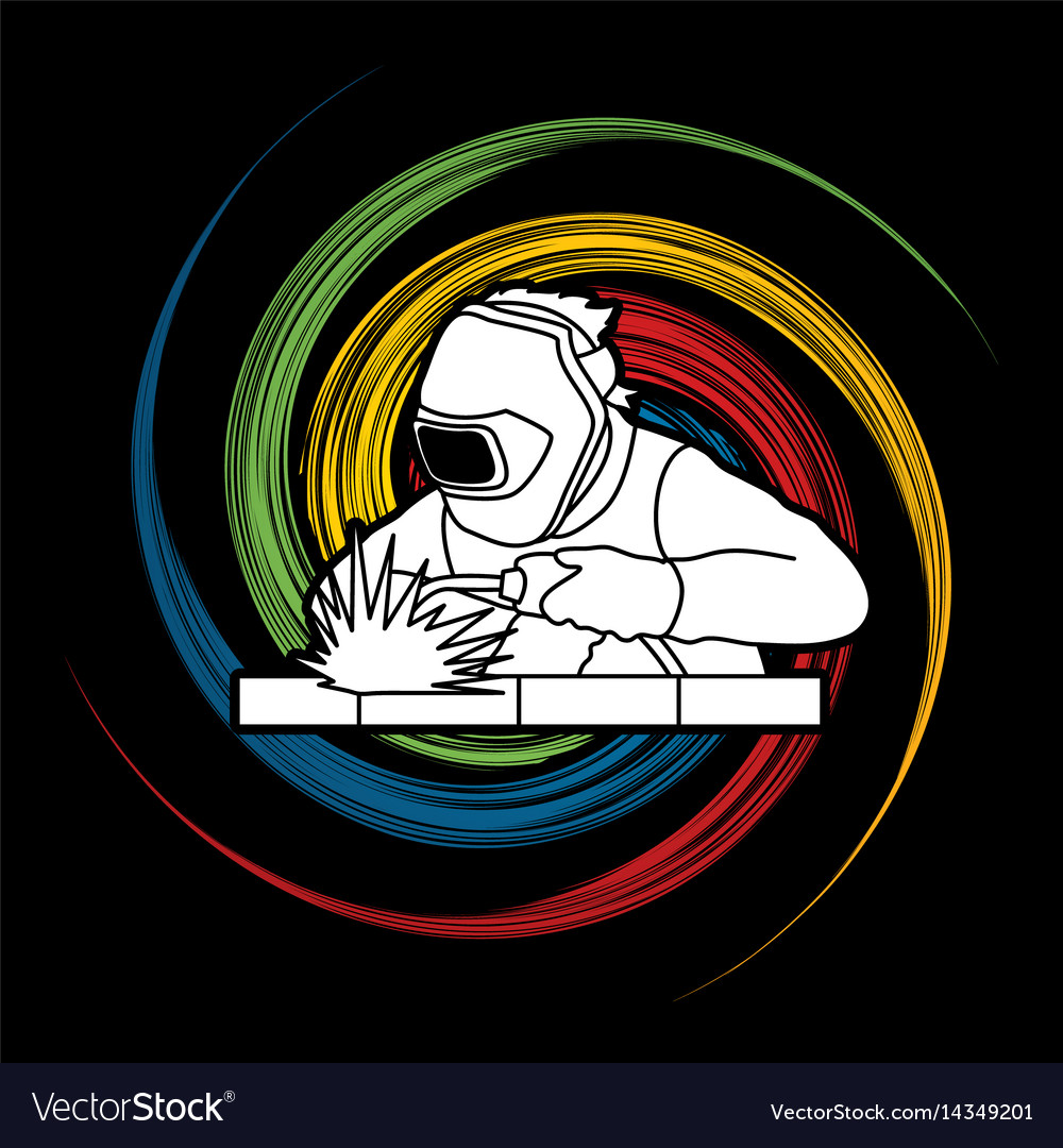 Welding with sparks welder working graphic Vector Image
