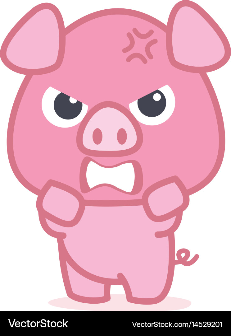Angry pig cartoon character Royalty Free Vector Image