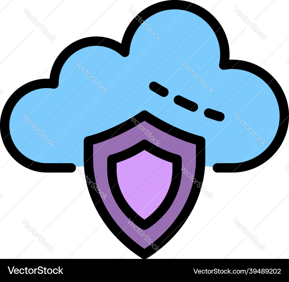 Cloud protection icon color outline Royalty Free Vector