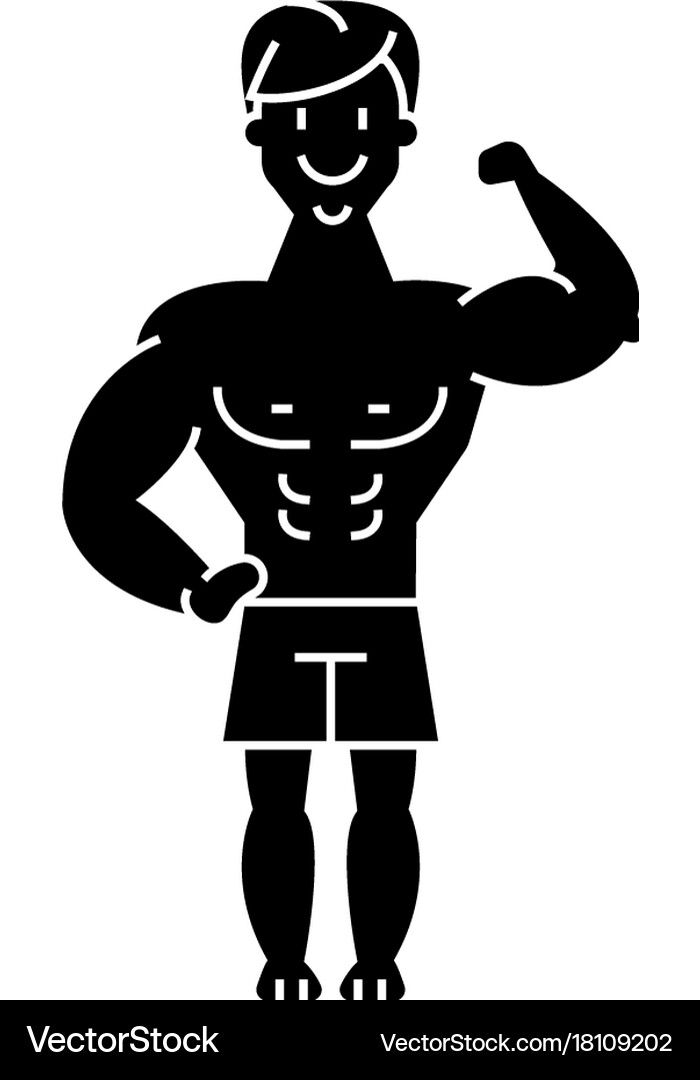 Man strong - bodybuilder - muscles icon Royalty Free Vector