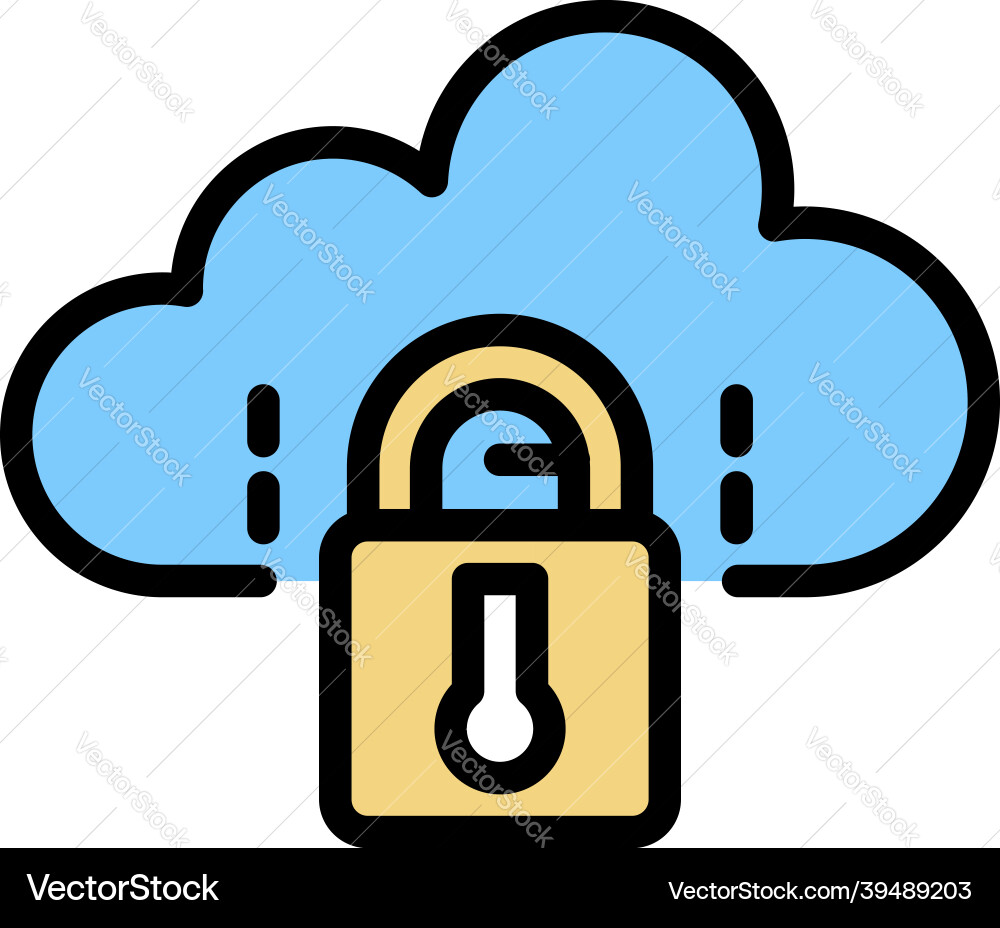 Closed cloud icon color outline Royalty Free Vector Image