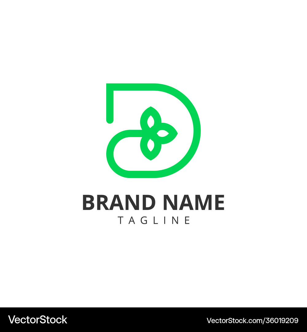 Modern letter d nature flower leaf logo template Vector Image