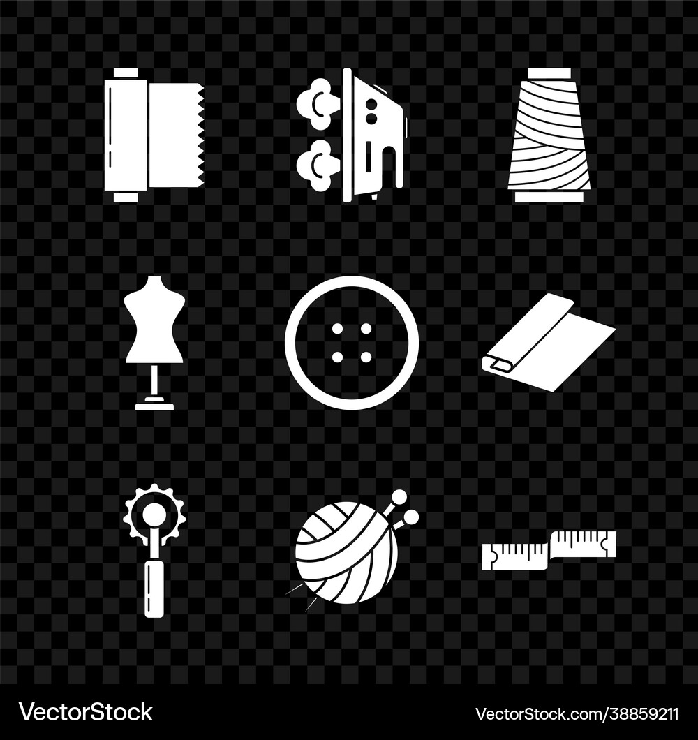 Set textile fabric roll electric iron sewing Vector Image