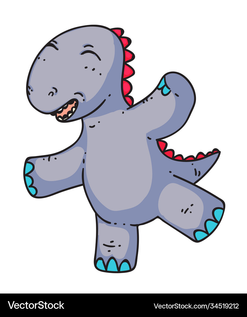 Cute cartoon dinosaur dancing isolated on white Vector Image