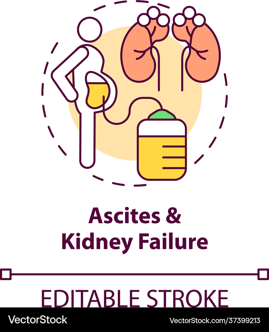 Ascites and kidney failure concept icon Royalty Free Vector