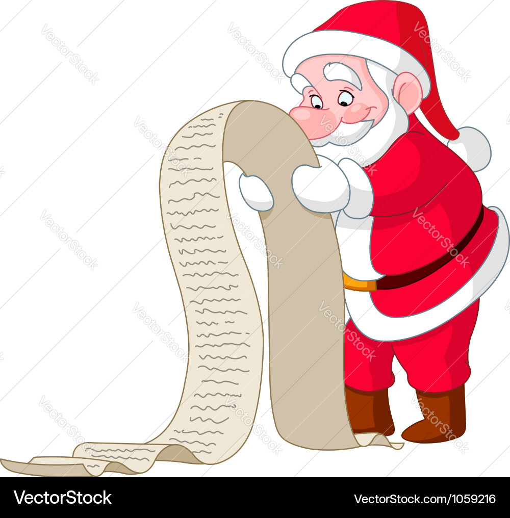 Santa with list Royalty Free Vector Image - VectorStock